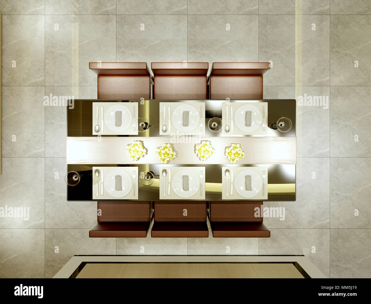 3d render of dining table from top Stock Photo - Alamy
