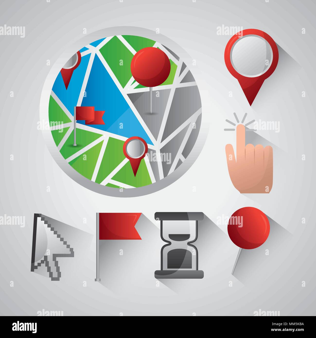gps navigation application world map hand clicking timer location ...