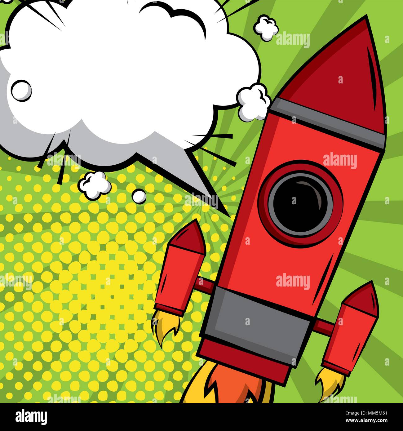 launch rocket speech bubble comic pop art vector illustration Stock ...
