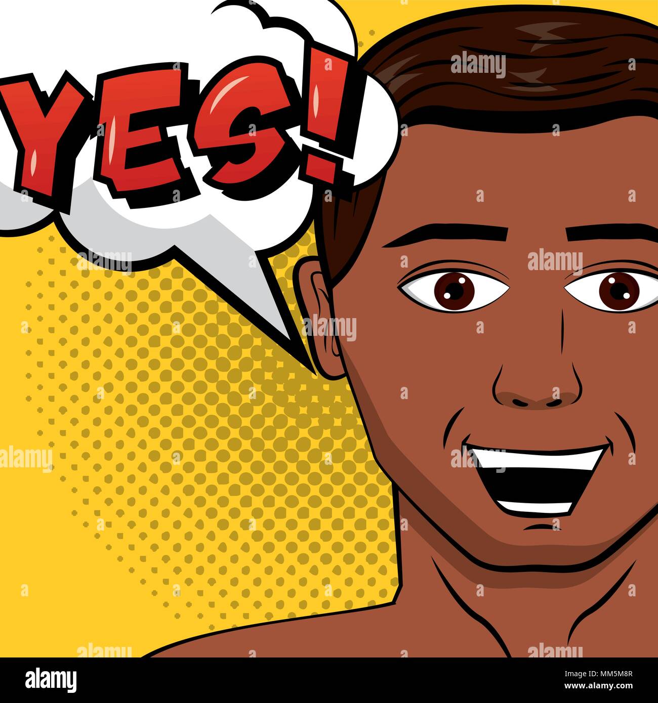 happy afro american man talking pop art comic vector illustration Stock ...