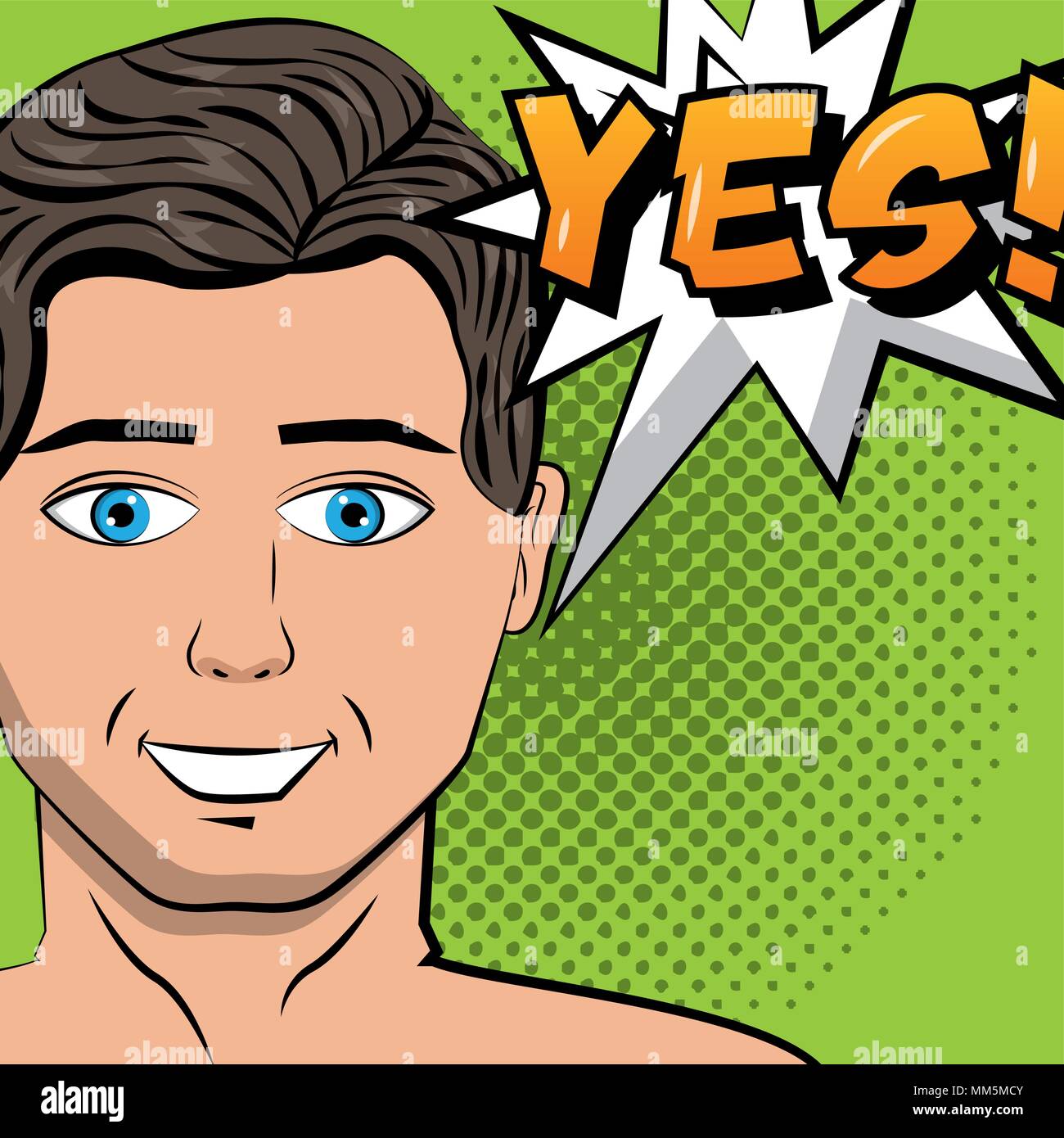 man speech bubble yes text pop art comic vector illustration Stock ...
