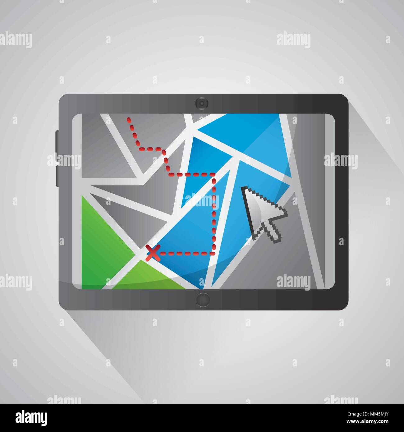 gps navigation application technology hand pointed place arrival destination vector illustration ...