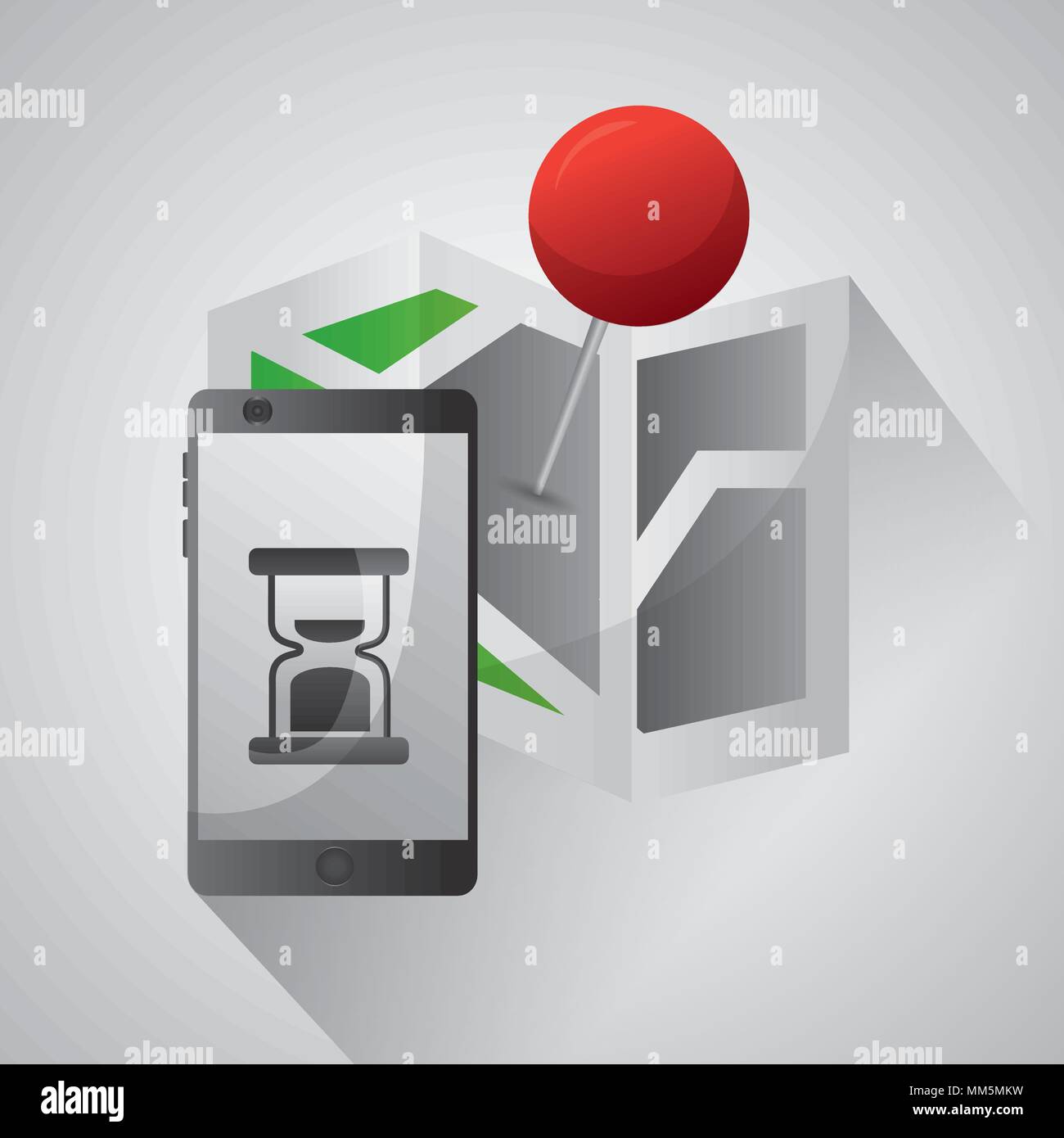 gps navigation application timer map red location technology vector illustration Stock Vector ...