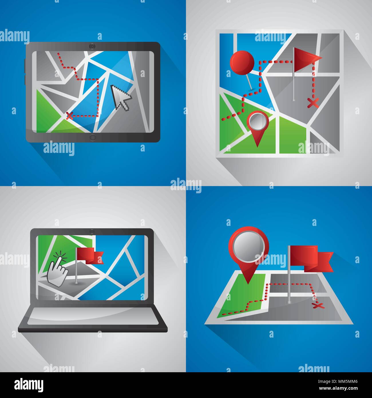 gps navigation application colouring banners technology pin maps location computer destination ...