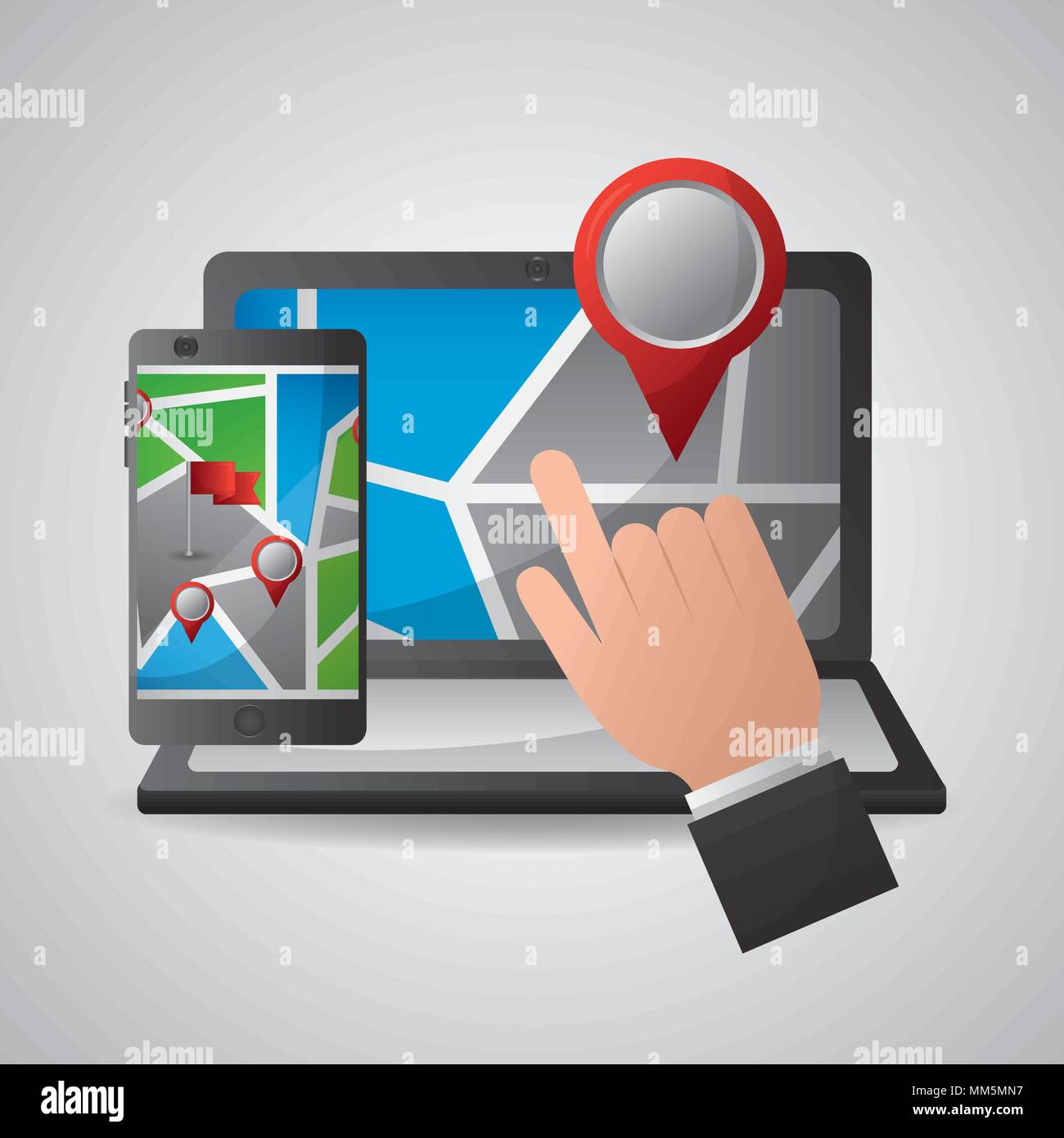 gps navigation application colorful technology advice arrival point ...