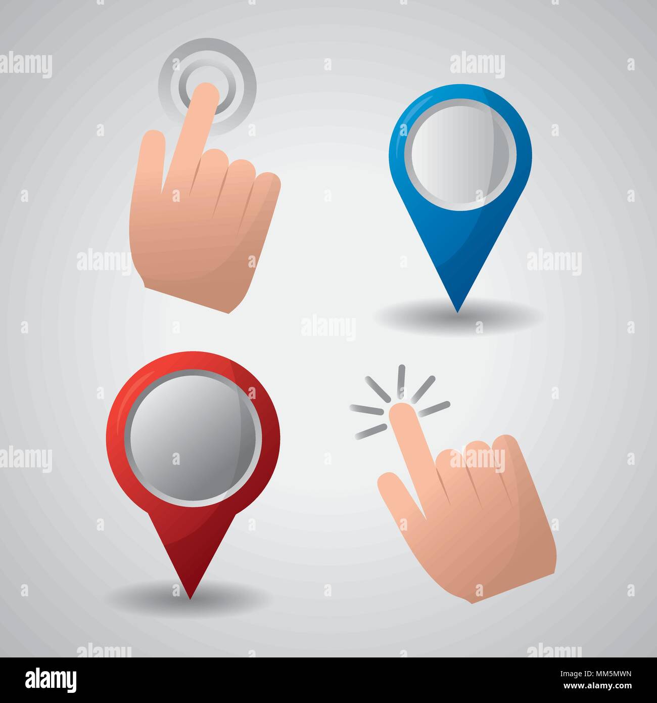 gps navigation hands point clicking two pointer map vector illustration ...