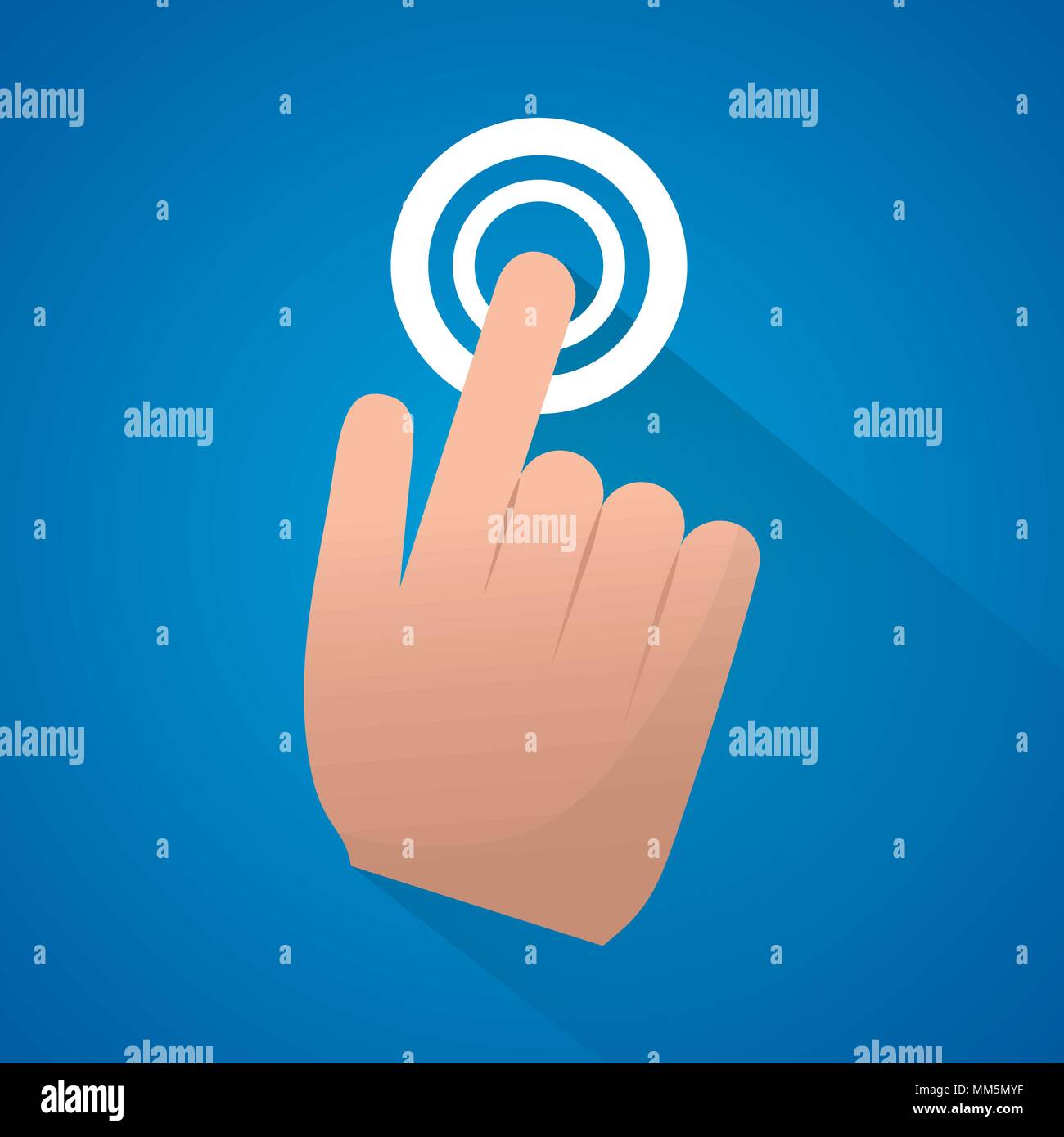 gps navigation hand pointer clicking blue background vector ...