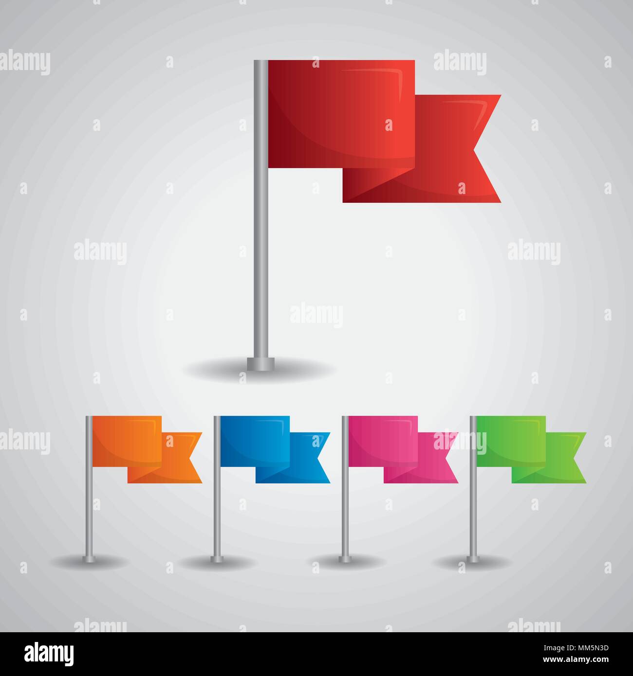 gps navigation colored flags pointer map location vector illustration ...