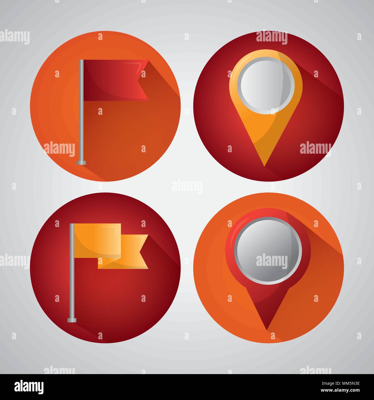 gps navigation colored stickers flags pointers location direction vector illustration Stock ...