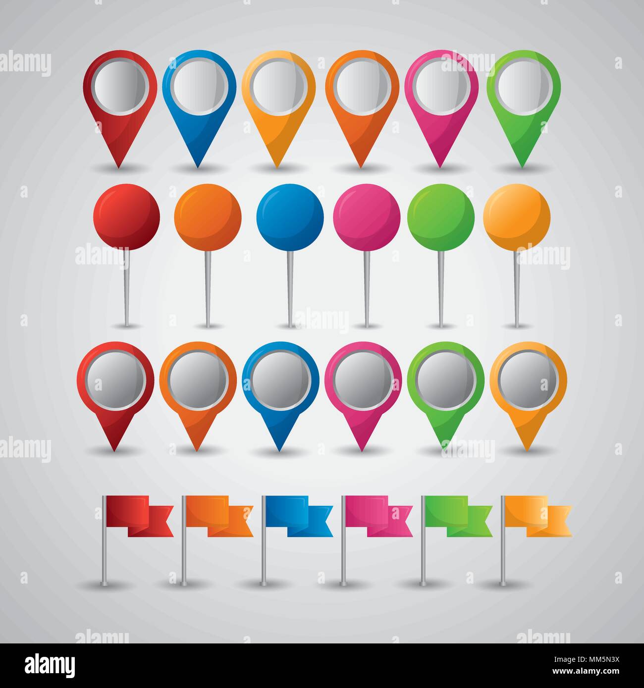 gps navigation many colored flags markers pin maps location vector ...
