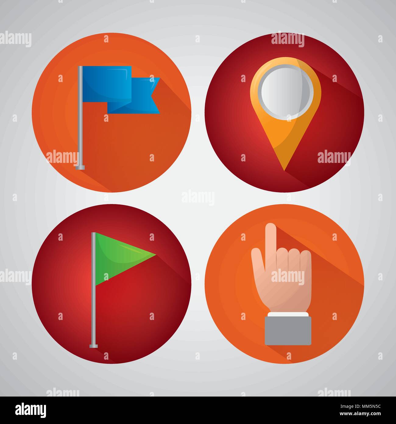 gps navigation application stickers hand pointed blue green pin maps vector illustration Stock ...