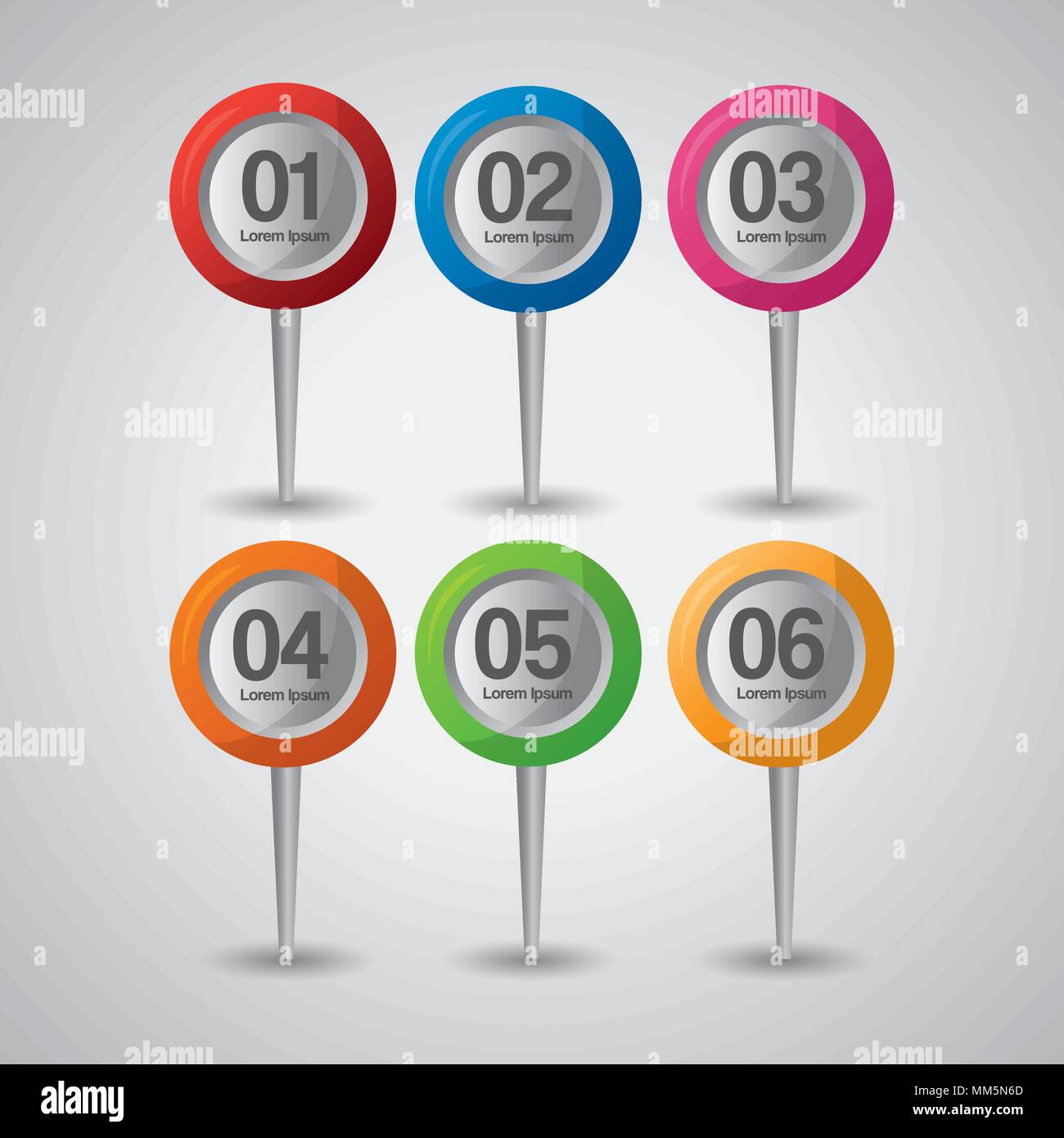 gps navigation application numbers pin maps colored locations vector ...