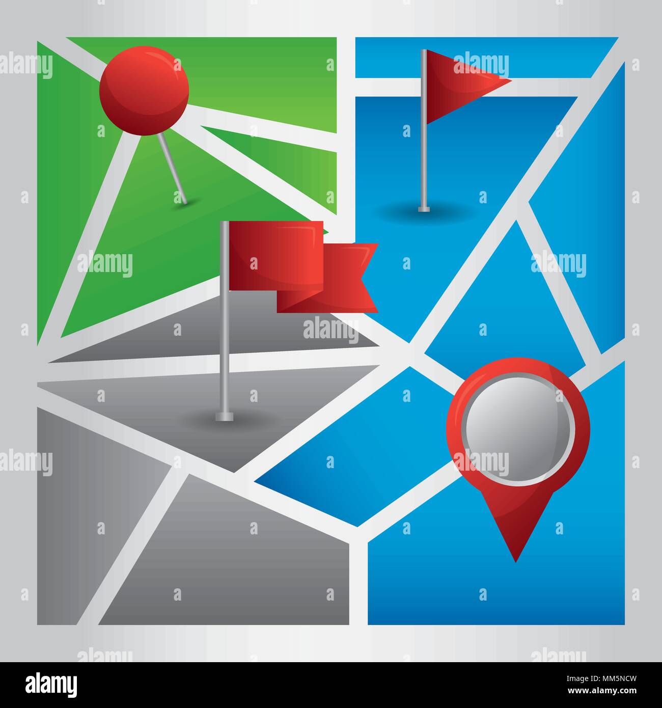 gps navigation application ubication flag pin map location vector illustration Stock Vector ...