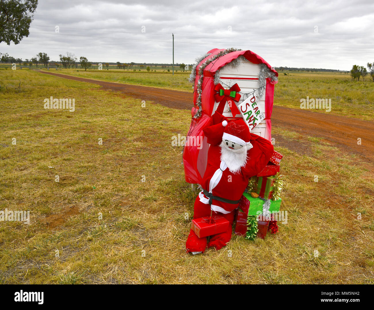 mailbox in the australian outback in queensland decorated for christmas ...