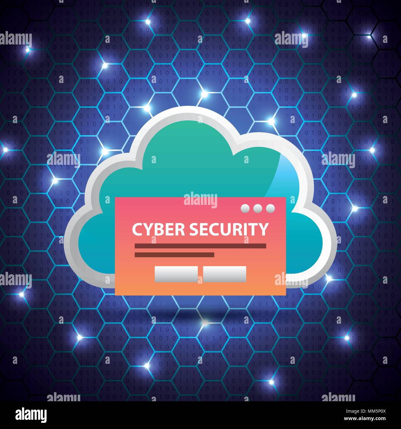cyber security blue hive binary circuit background cloud access password vector illustration ...