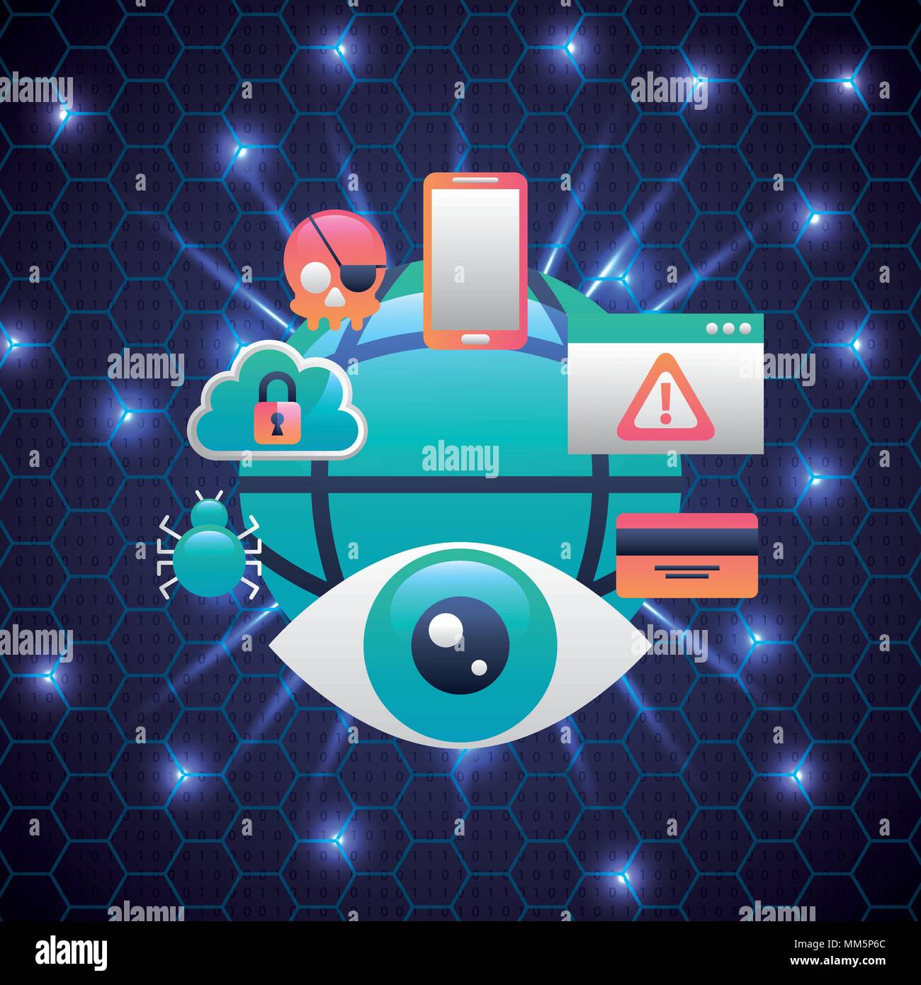 cyber security hive circuit background surveillance danger cloud spider ...