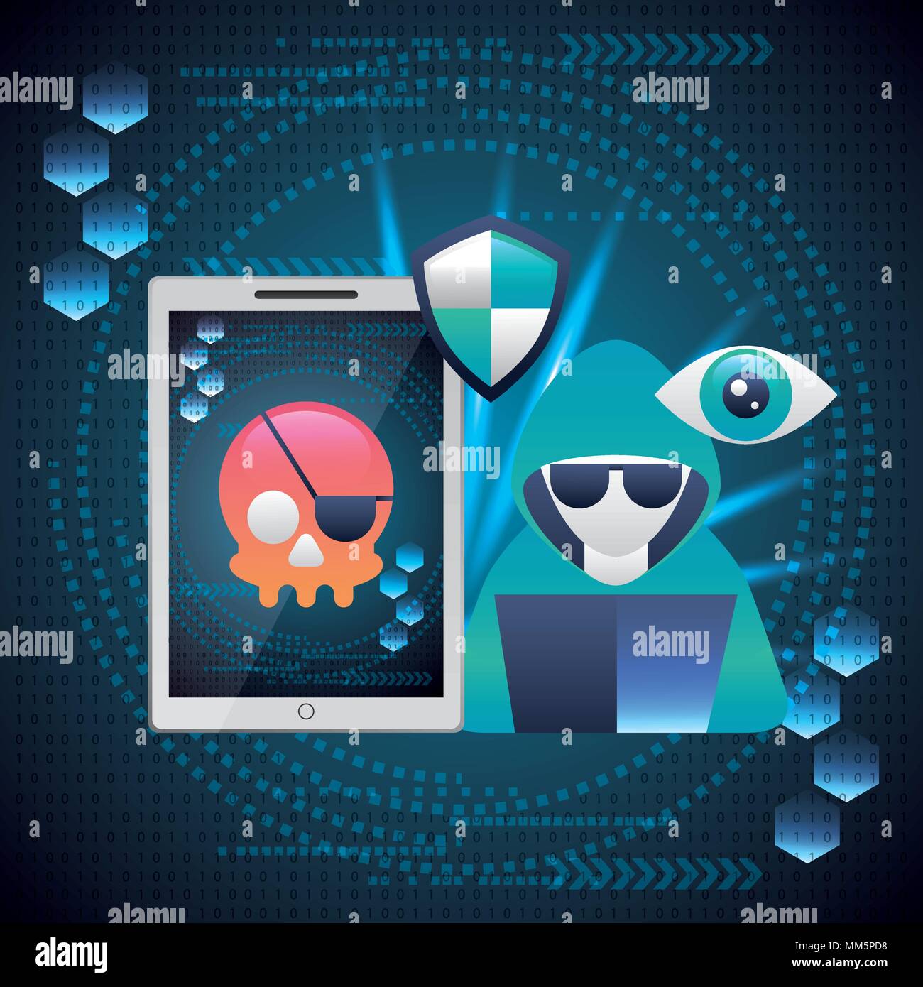 cyber security danger screen skull piracy crime hacker computer alert ...