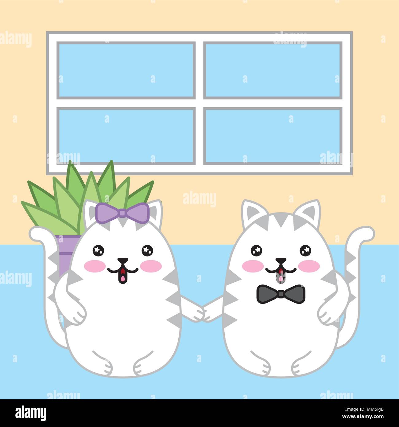 Kitty holding hands Stock Vector Images - Alamy