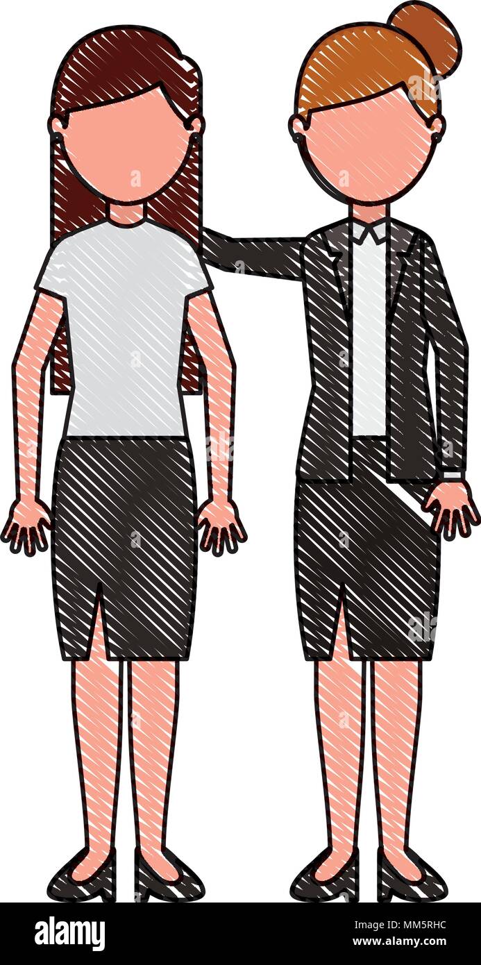 two woman characters coworkers team vector illustration Stock Vector ...