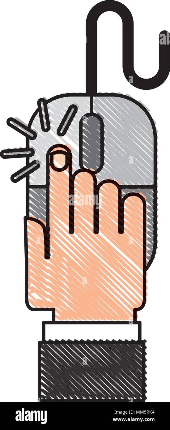 hand clicking with mouse device vector illustration Stock Vector Image ...