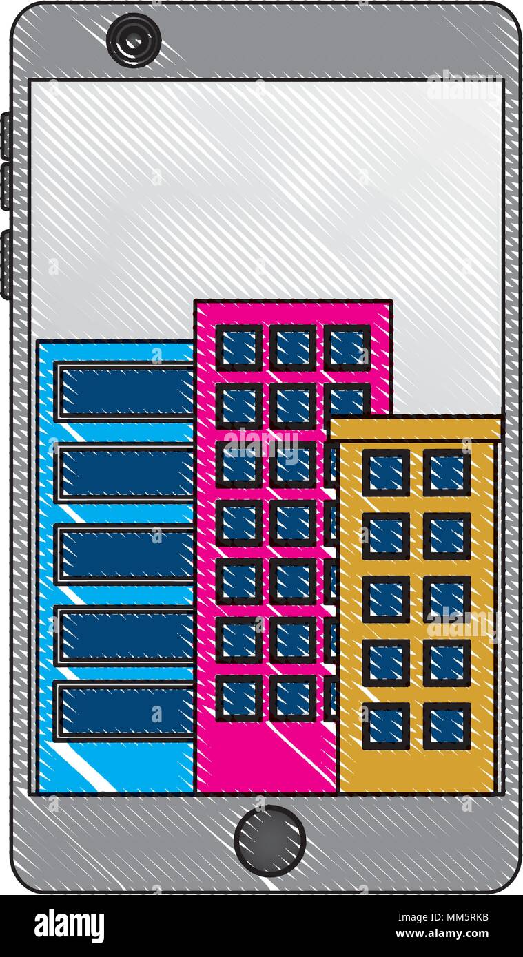 smartphone with building city location vector illustration Stock Vector ...