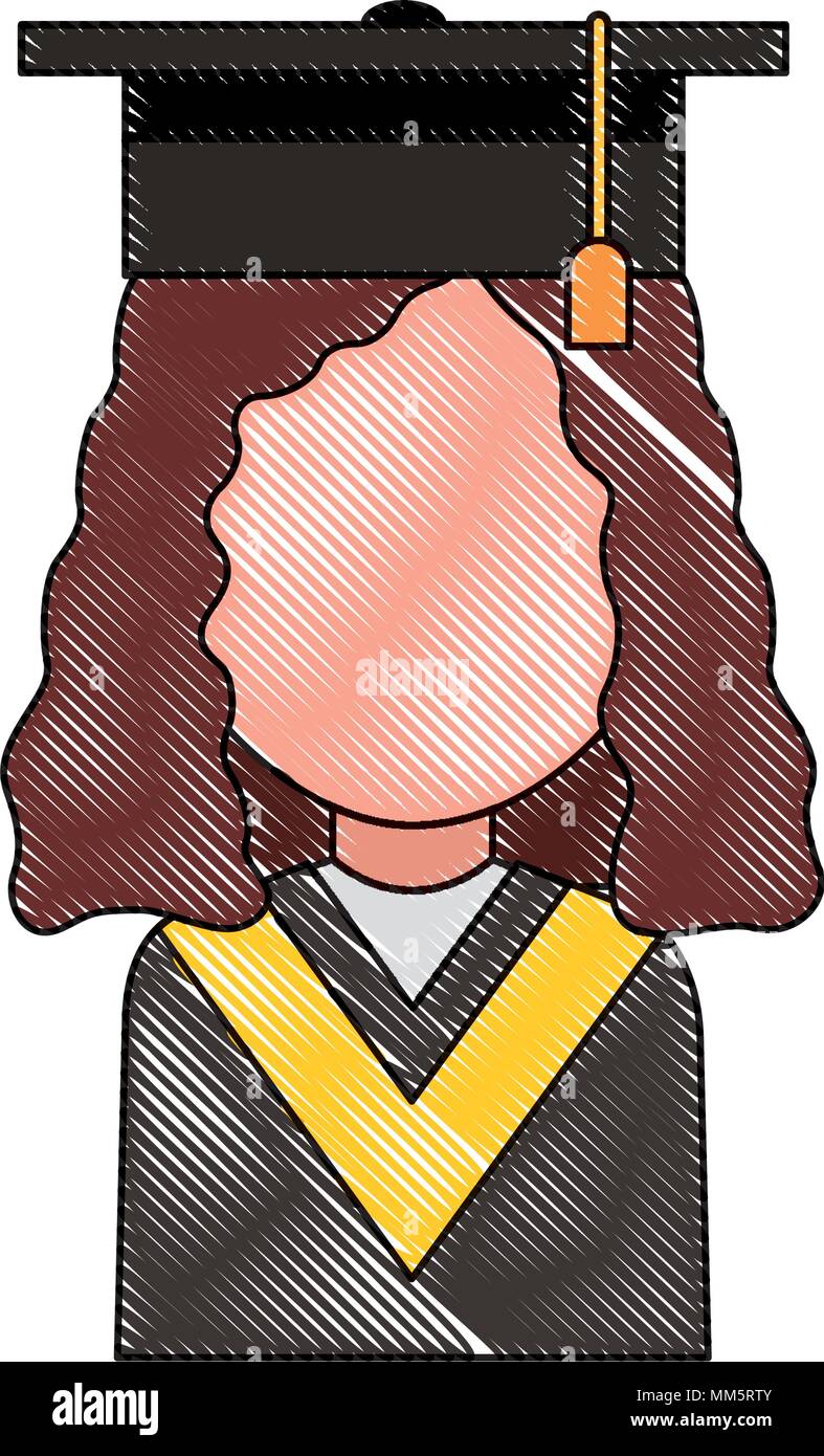 portrait graduate woman student character vector illustration Stock ...