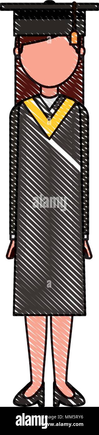 graduate student woman standing character vector illustration Stock ...