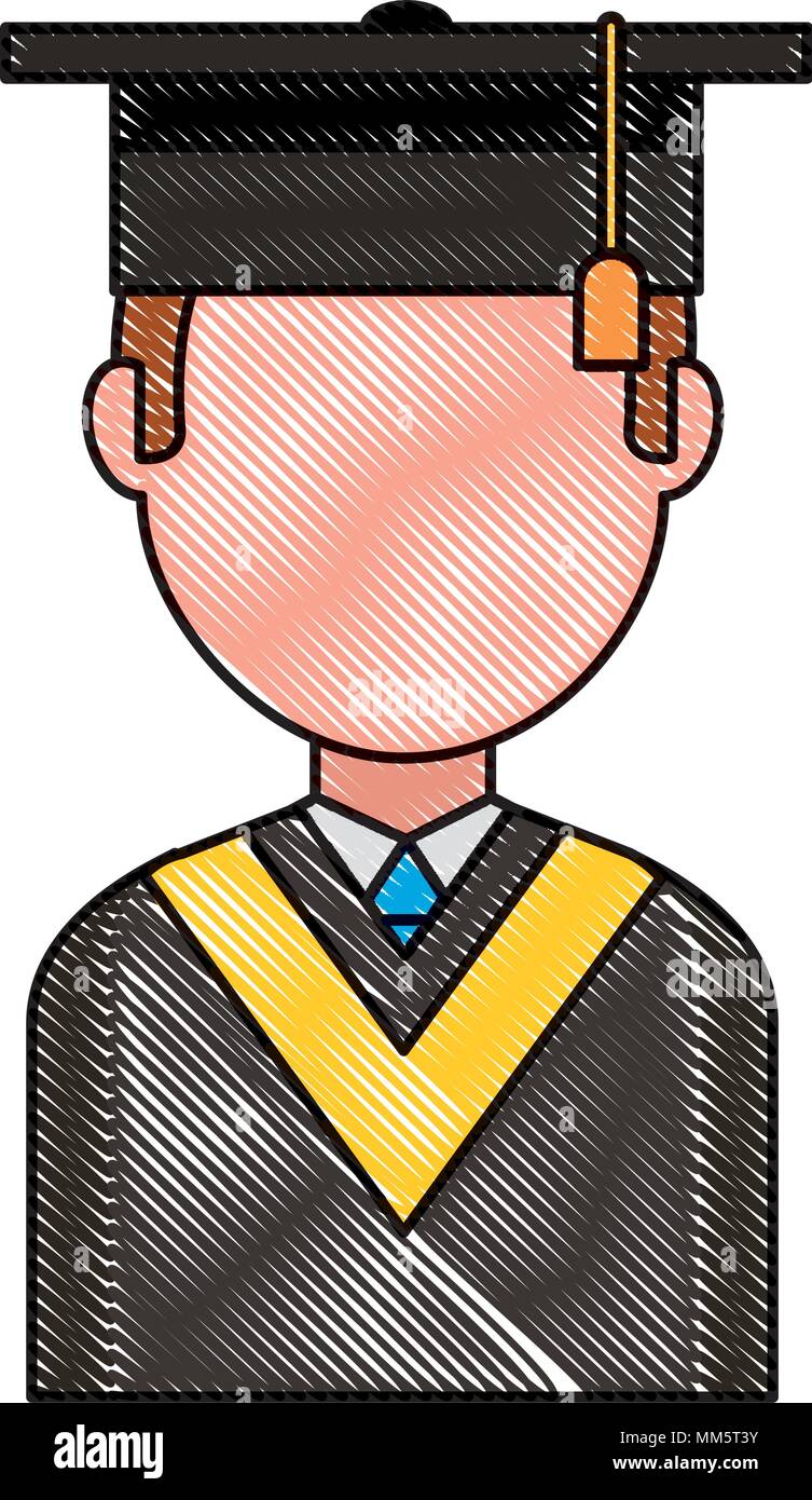 young graduate man portrait character vector illustration Stock Vector ...