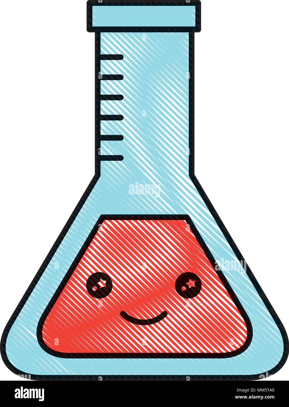 cartoon kawaii laboratory test tube happy vector illustration Stock ...