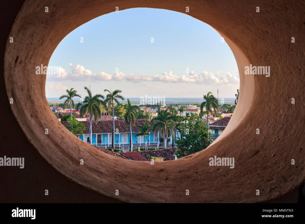 Plaza Mayor seen from an oval window, Trinidad, Cuba Stock Photo - Alamy