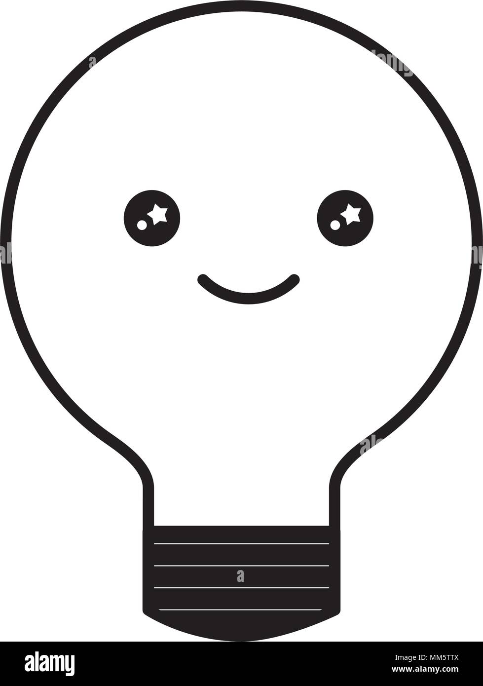 kawaii bulb light cartoon character vector illustration Stock Vector ...