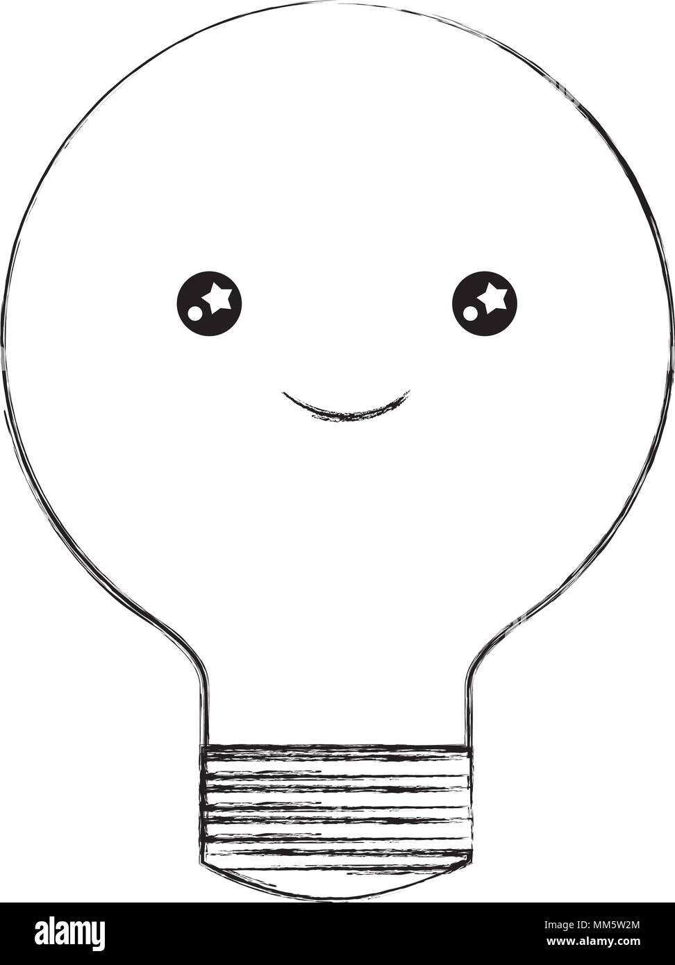 kawaii bulb light cartoon character vector illustration Stock Vector ...