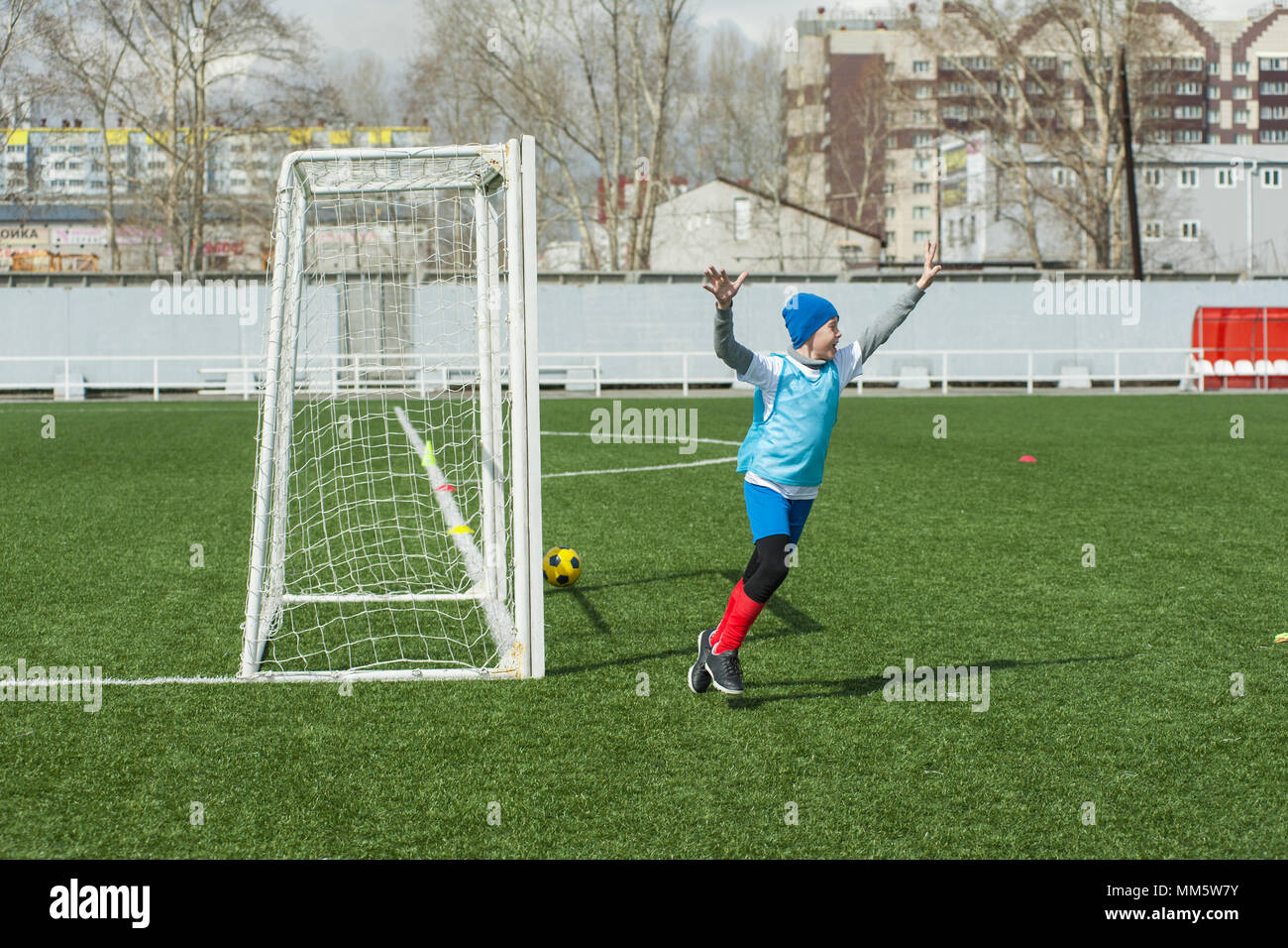 Happy boy football Stock Photo - Alamy