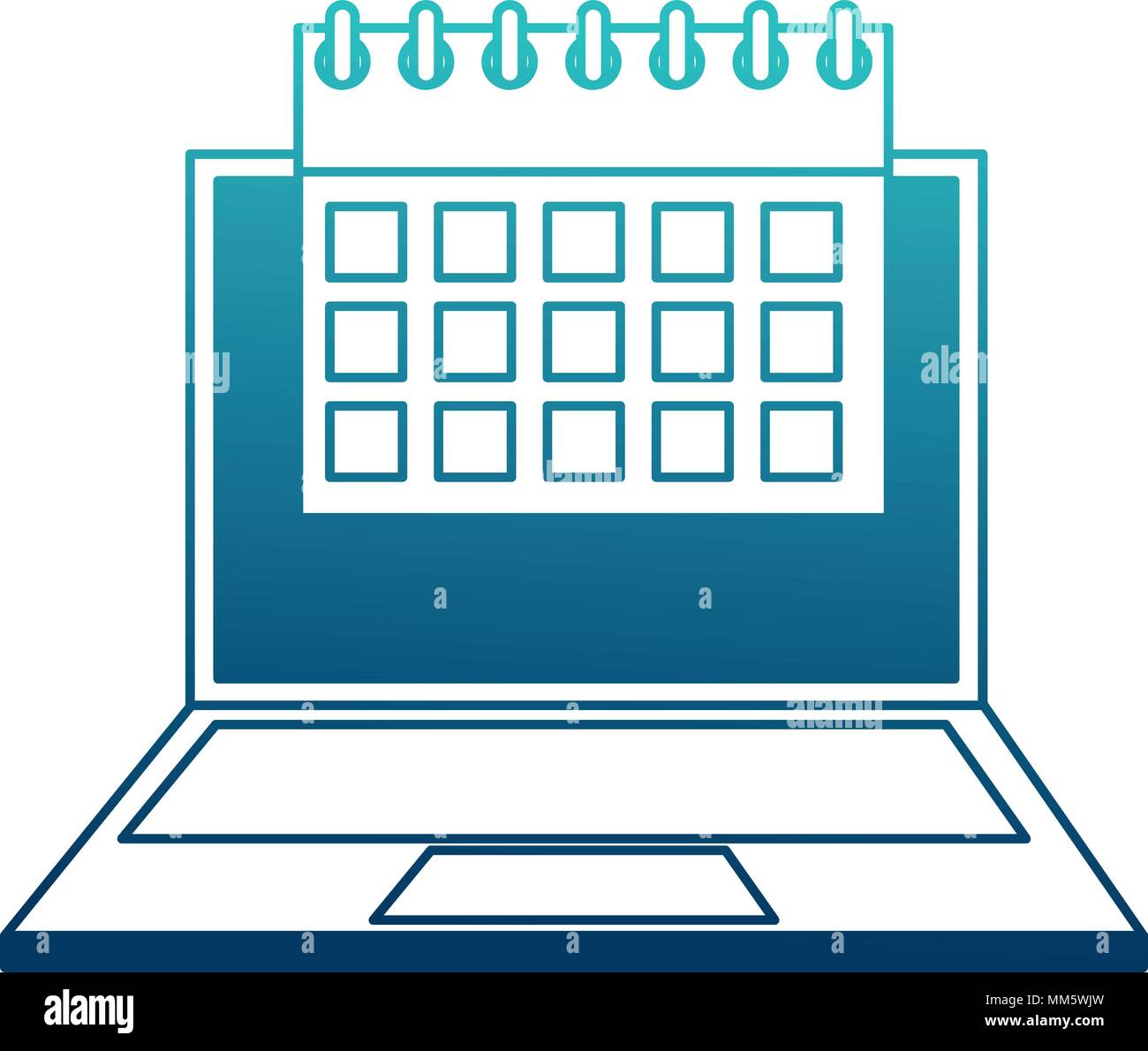 laptop computer with calendar reminder vector illustration design Stock ...