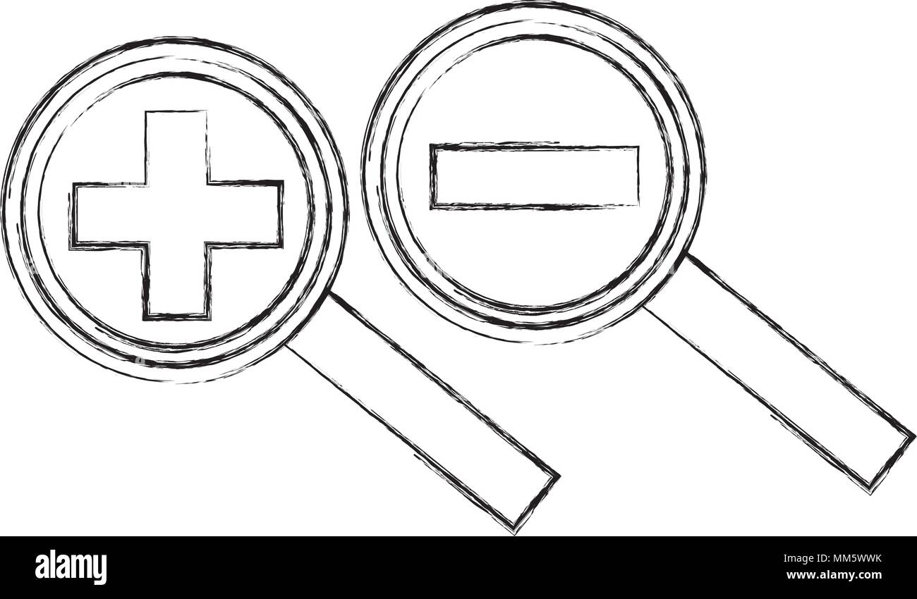 search magnifying glasses with plus and minus sign vector illustration ...