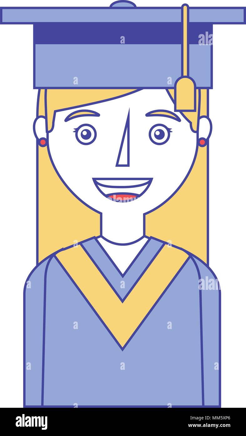 portrait graduate woman student character vector illustration Stock ...
