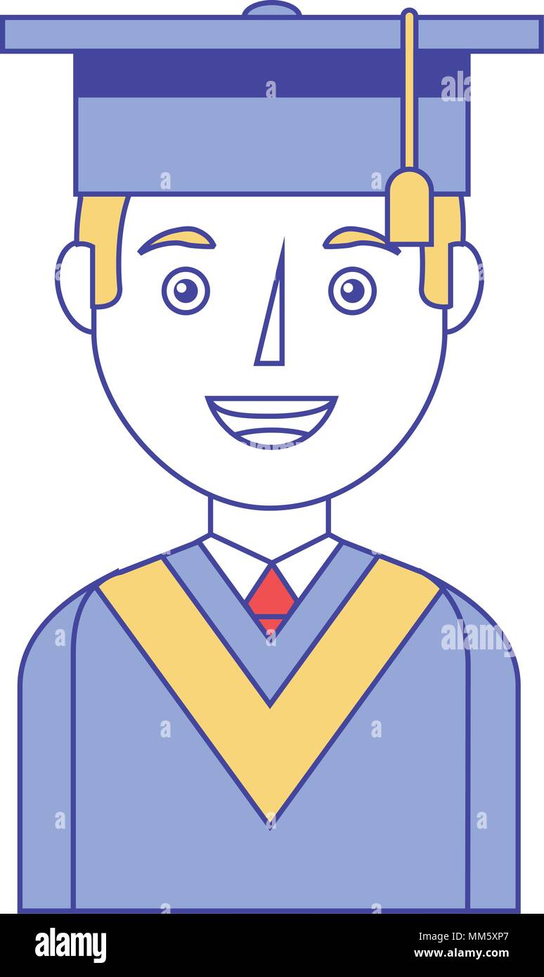 young graduate man portrait character vector illustration Stock Vector ...