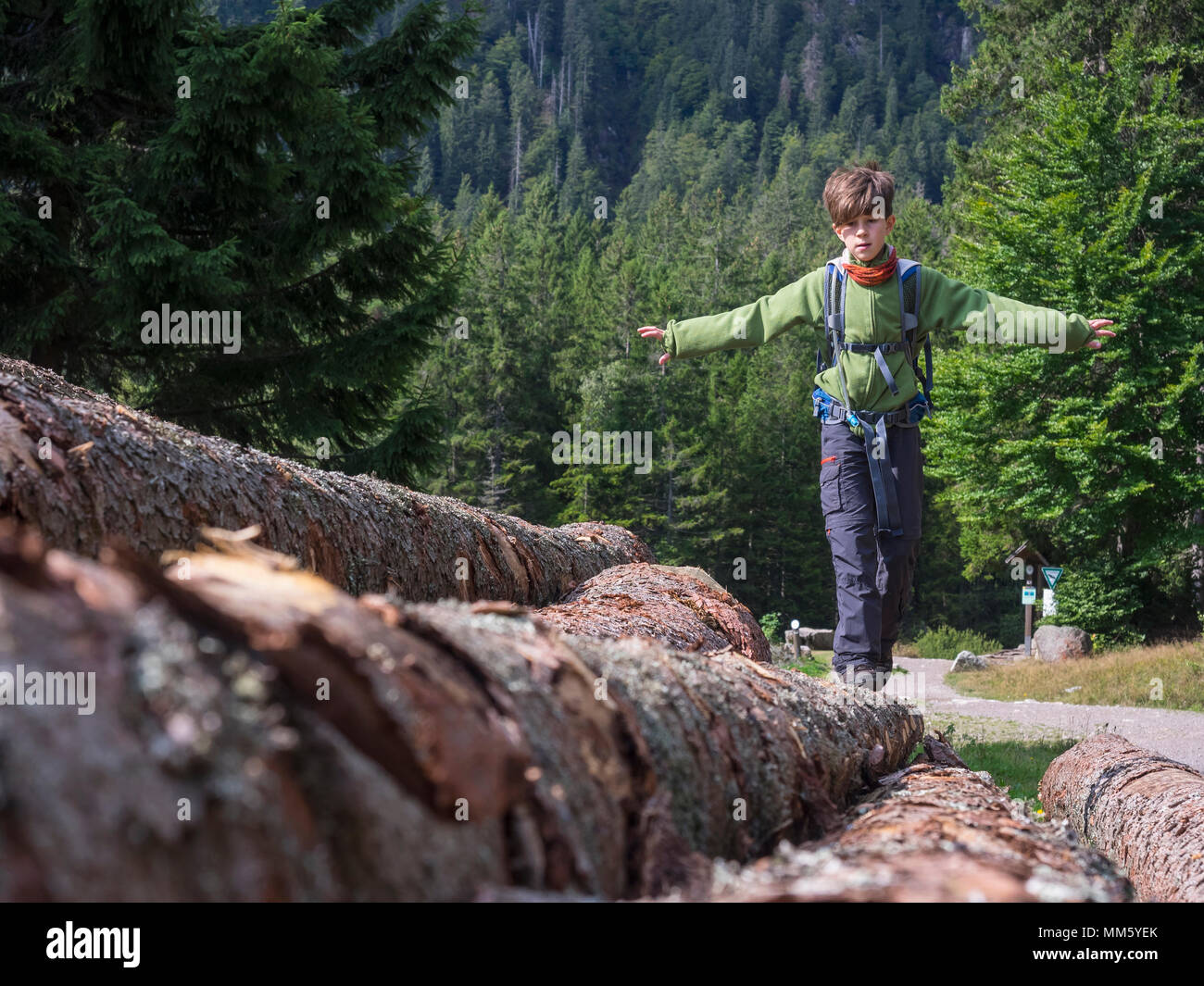Girl balancing wood hi-res stock photography and images - Alamy