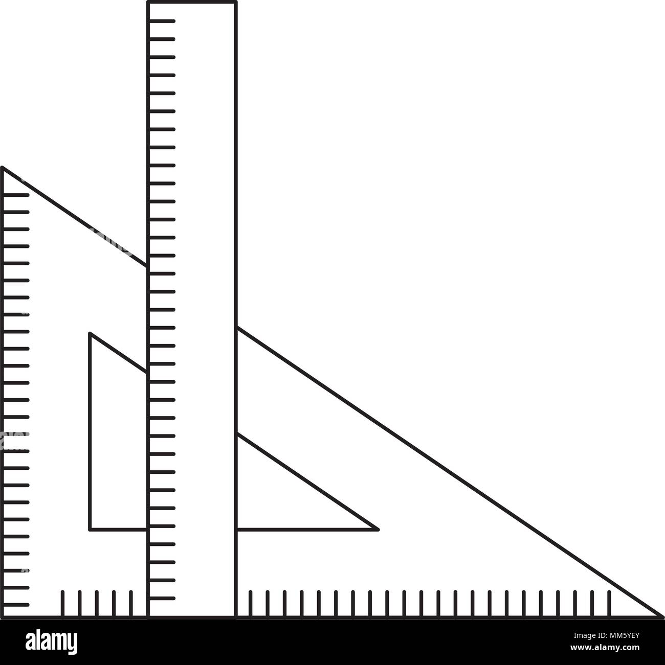 ruler and setsquare geometry object vector illustration thin line Stock ...