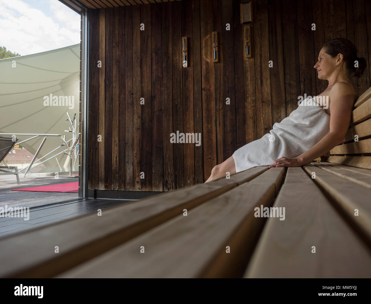 Sauna towel hi-res stock photography and images - Alamy