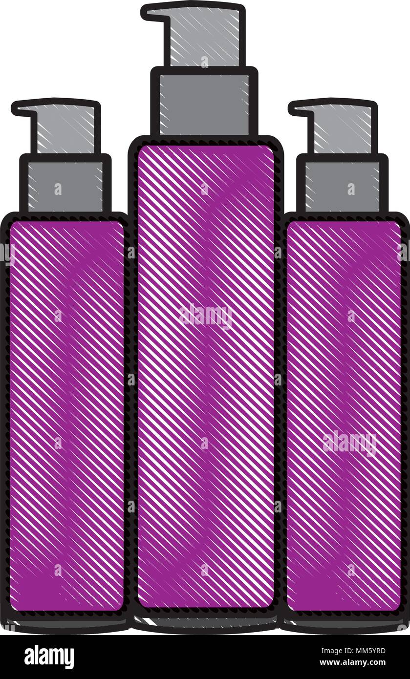 cosmetic plastic bottles liquid gel lotion vector illustration drawing ...