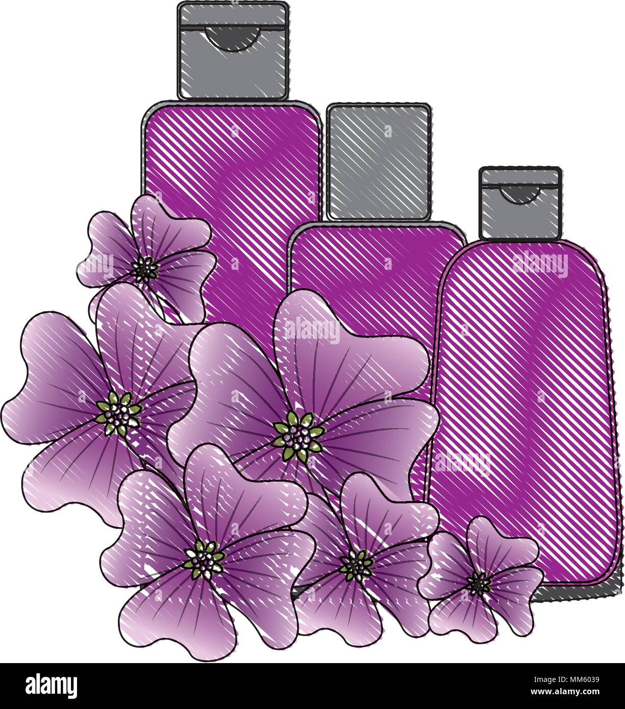 cosmetic plastic bottles liquid gel lotion flowers essence vector ...