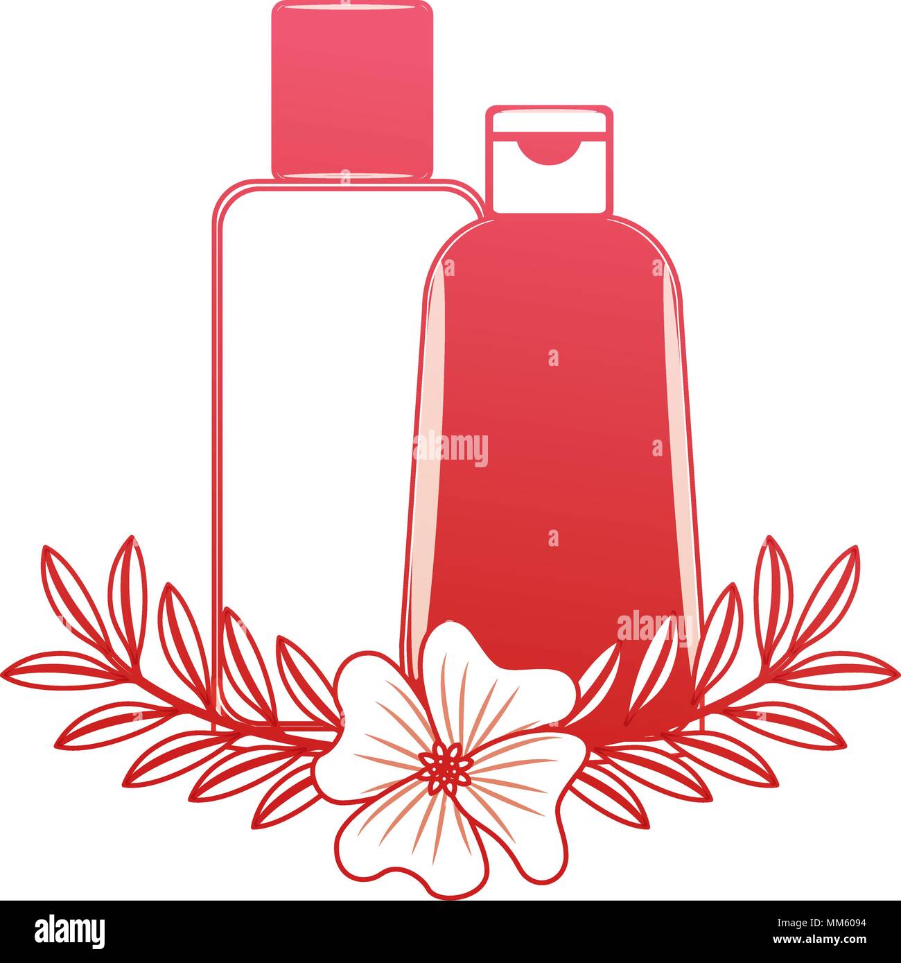shampoo bottle body care product flowers essence vector illustration ...