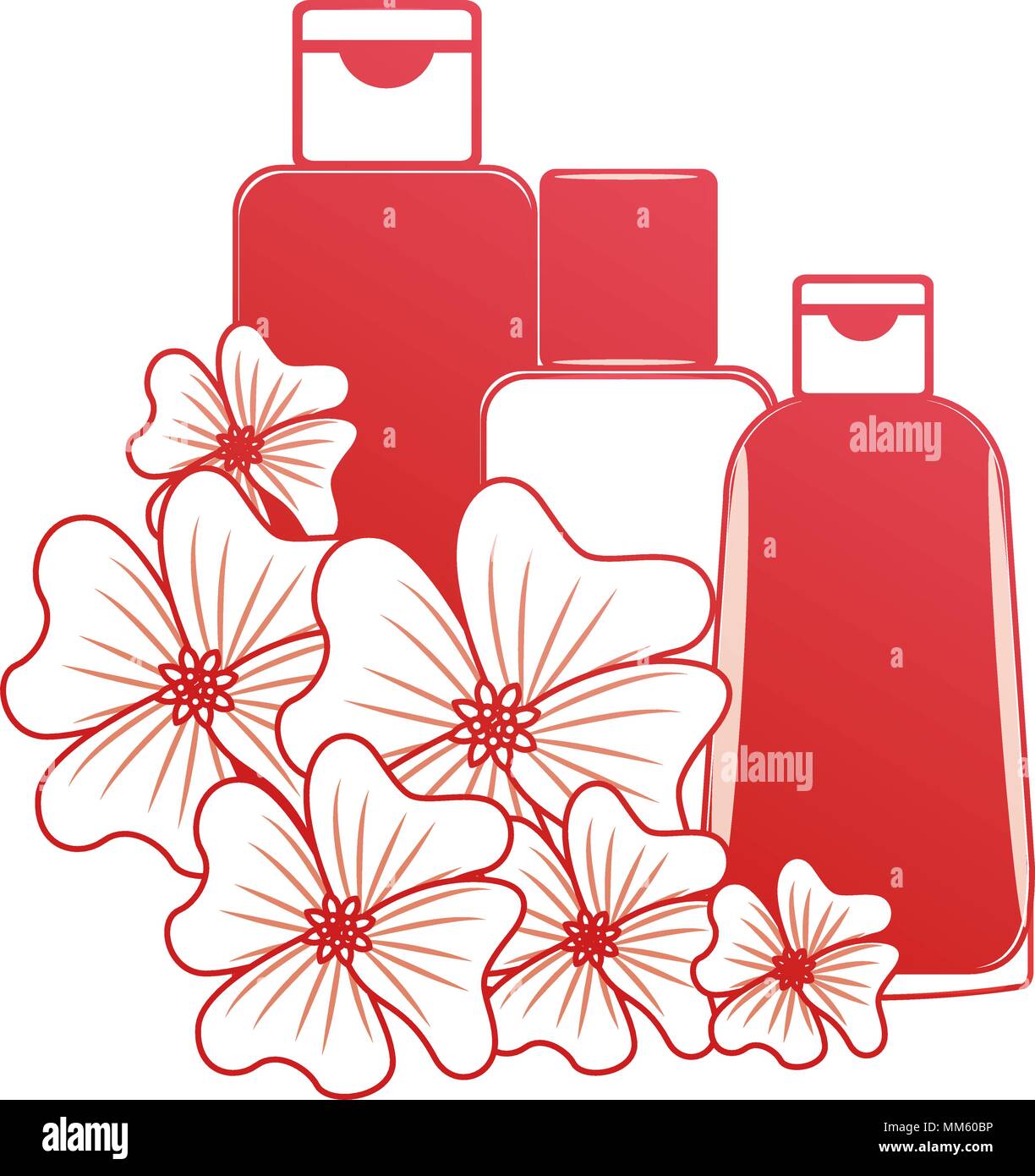 cosmetic plastic bottles liquid gel lotion flowers essence vector ...