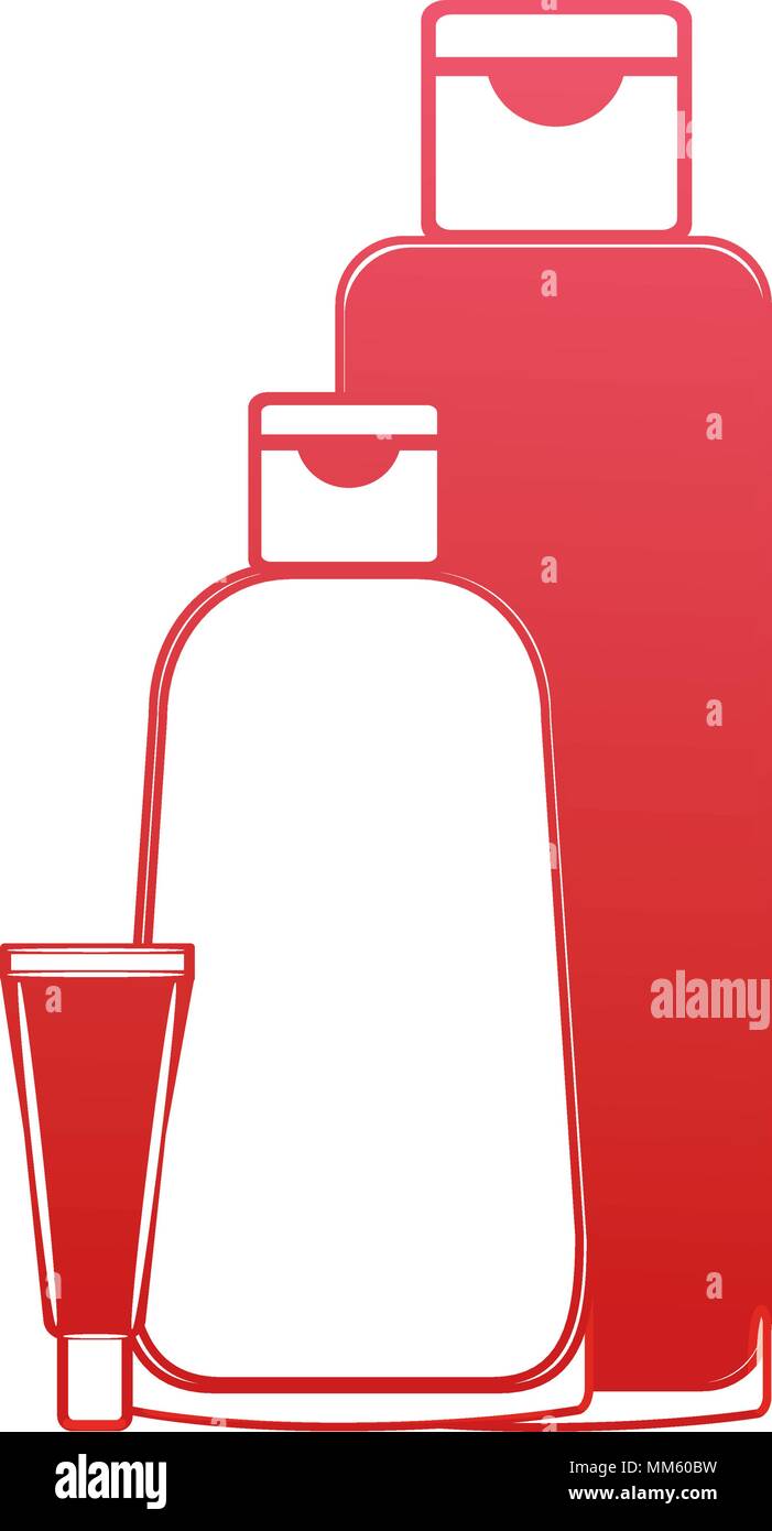 set packages for face and body cosmetic vector illustration red design ...