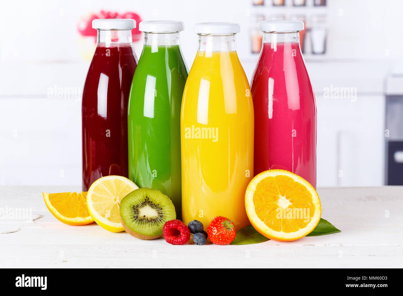 Juice smoothie smoothies in bottle fruit fruits fresh drink Stock Photo ...