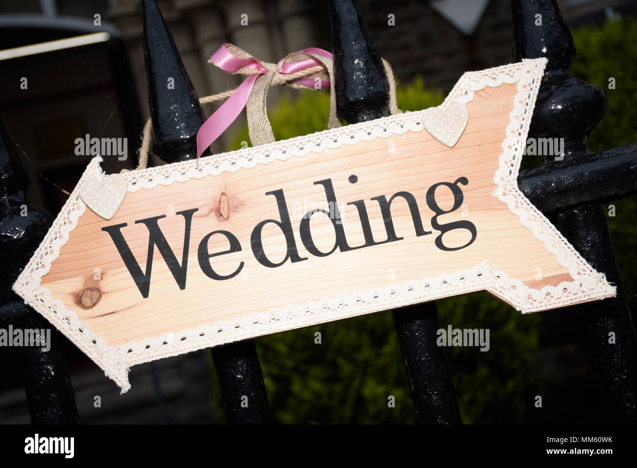 Wedding ceremony arrow sign Stock Photo - Alamy