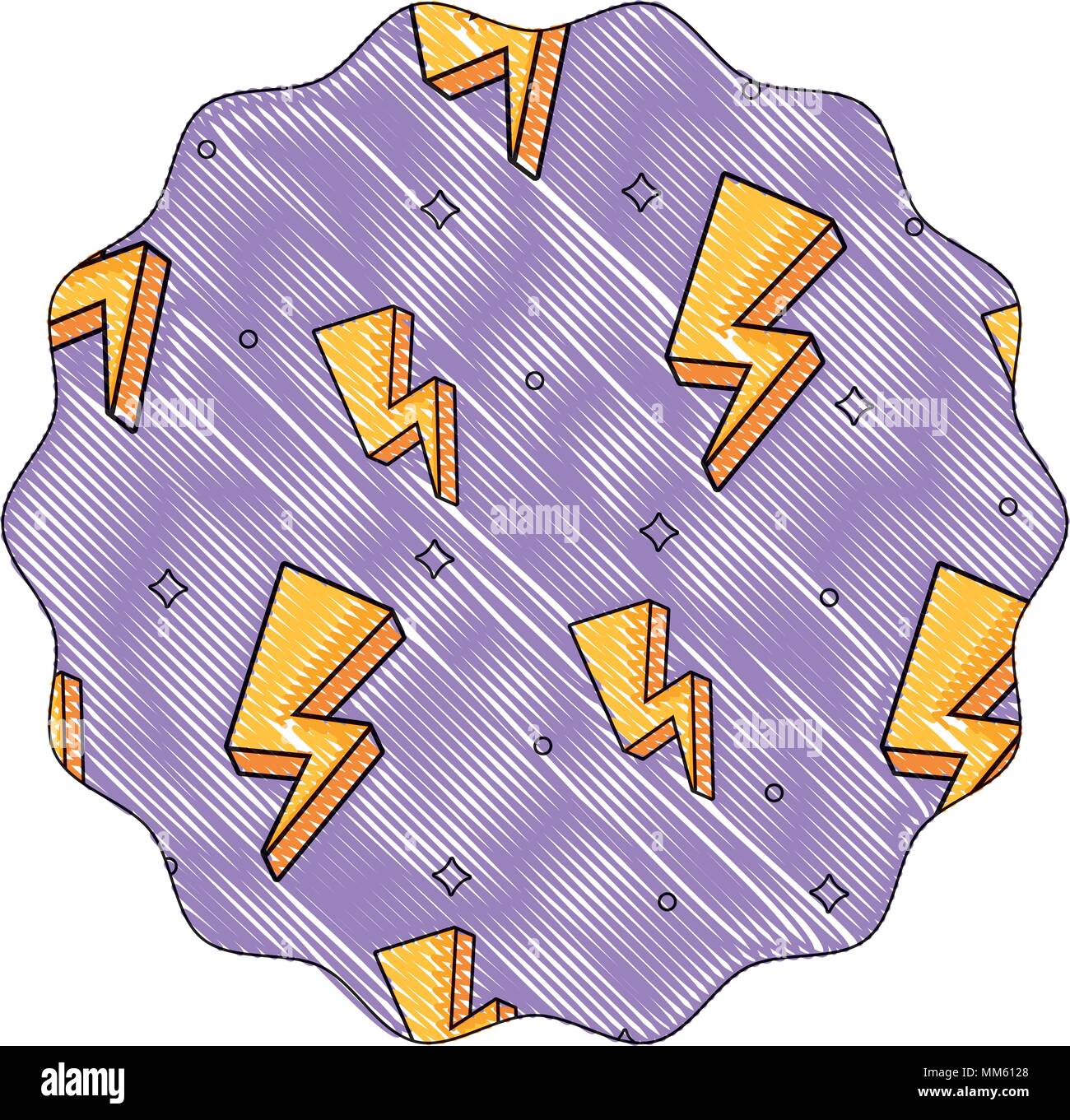 decorative circular frame with lightning pattern over white background ...