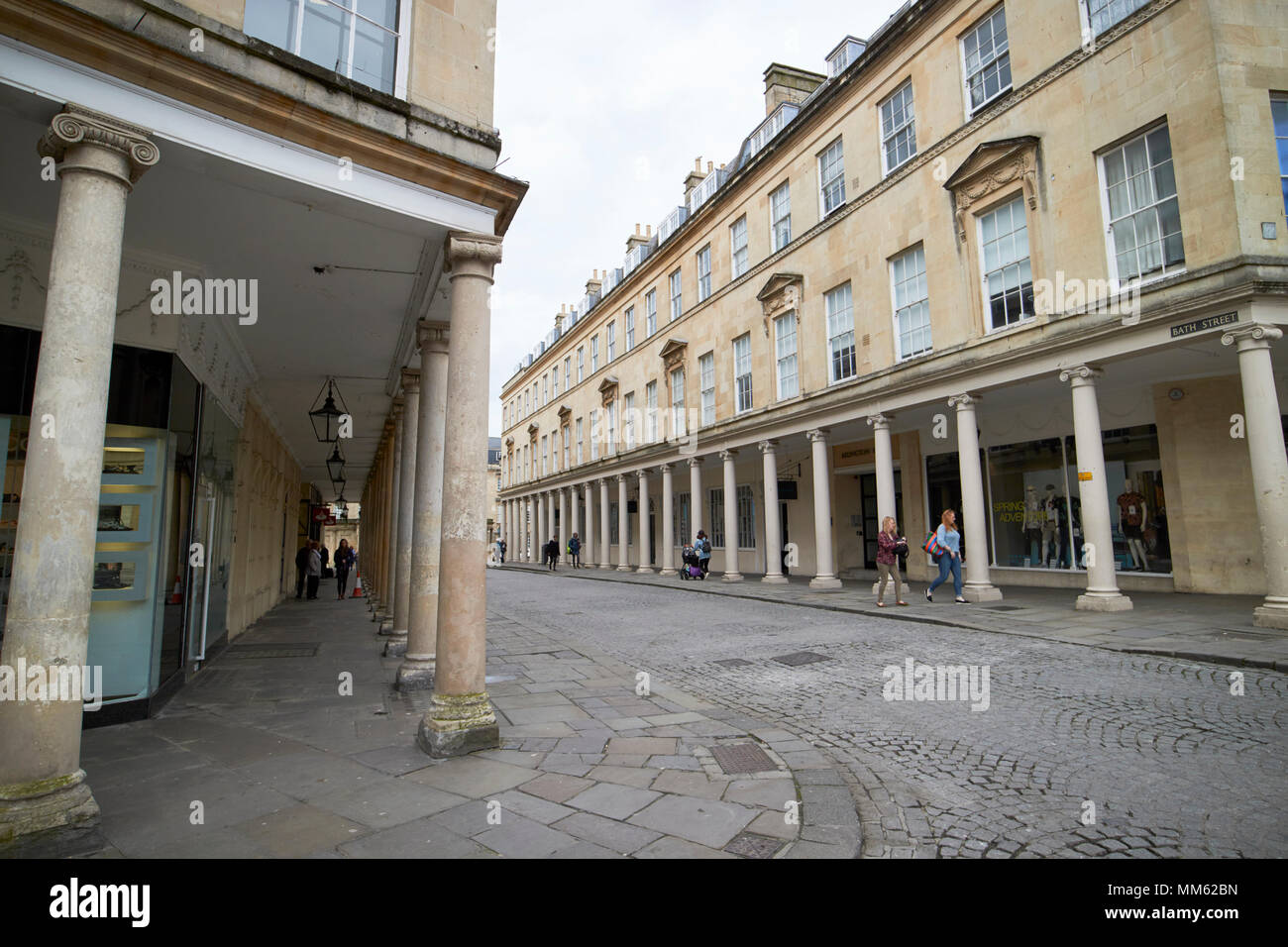view down bath street from stall street through colonnaded walkway Bath ...