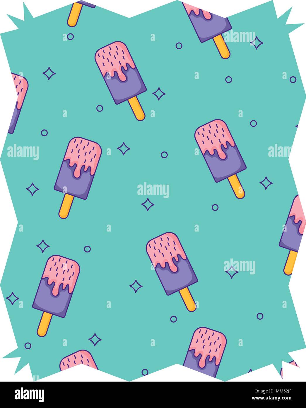 abstract frame with ice cream bar pattern over white background, vector ...
